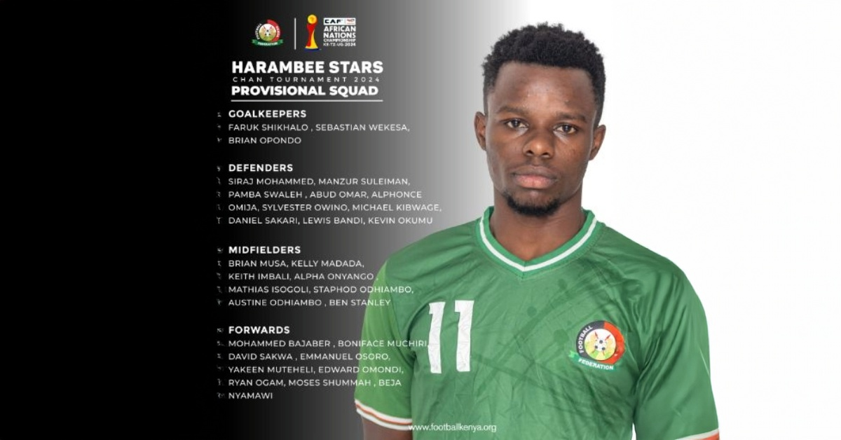 Harambee Stars Coach Benni McCarthy Announces Provisional Squad for ...