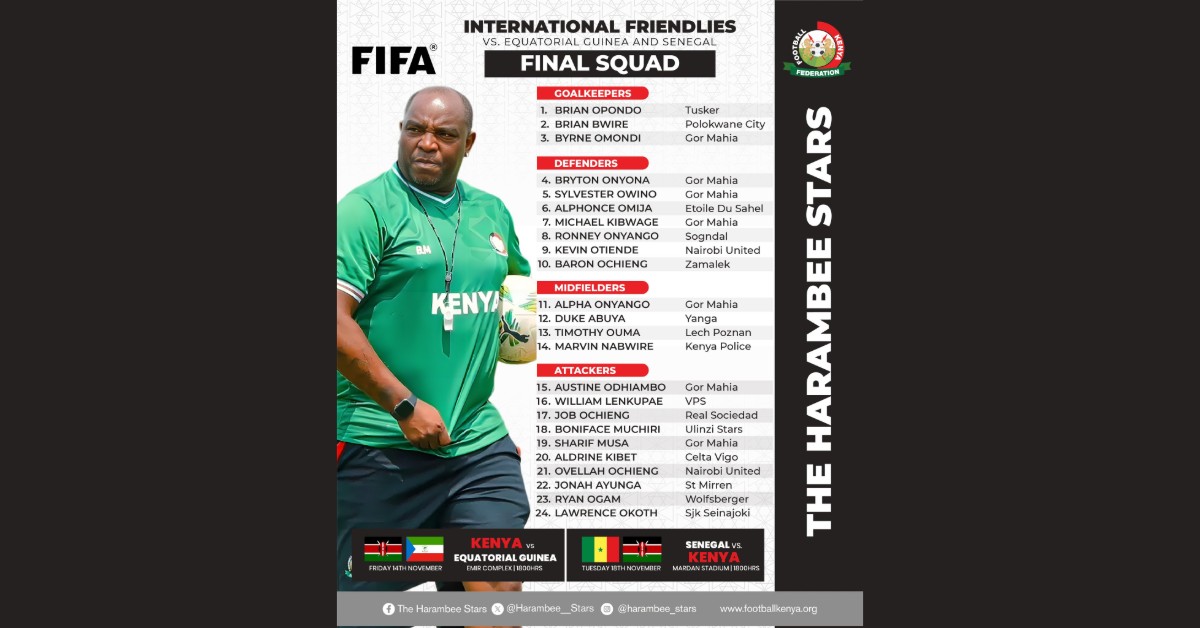 Inside Harambee Stars’ Decision to Stage Their November Friendlies in ...